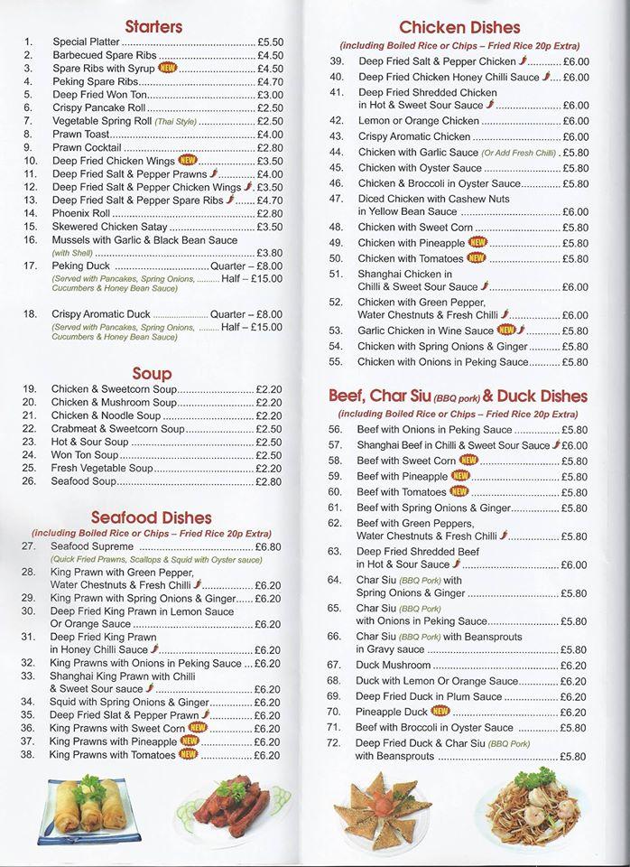 Menu at New Century Chinese Restaurant, Cupar