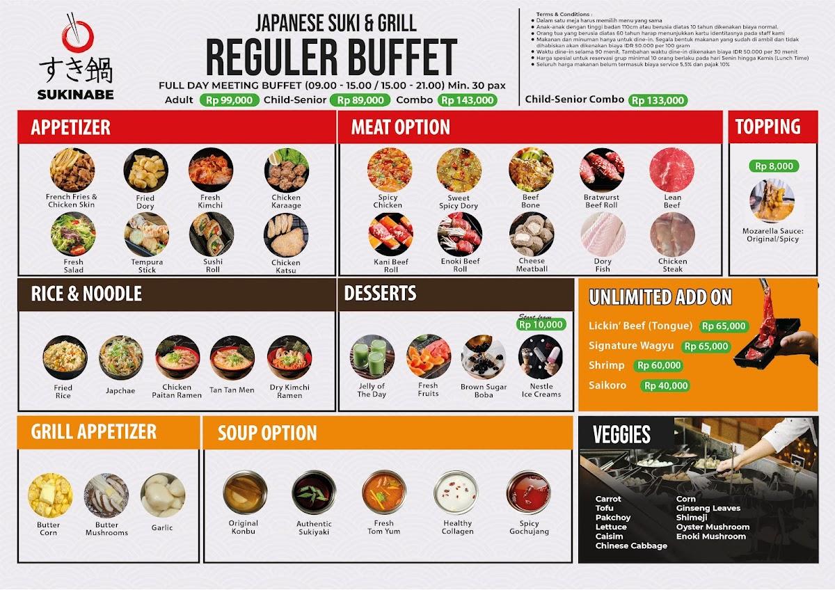 Menu at Sukinabe Premium Japanese Suki & Grill restaurant, South Jakarta