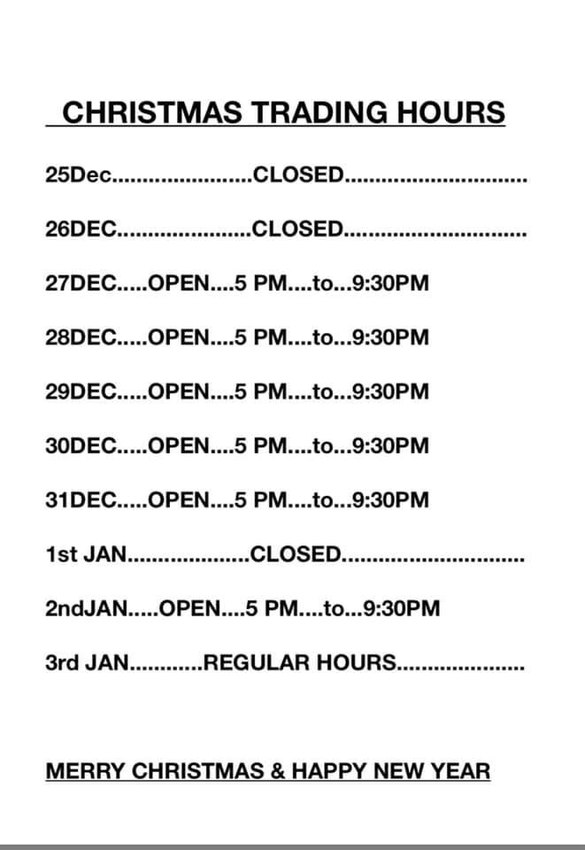 Menu at 4 Flames restaurant, Feilding