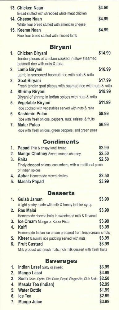 Menu at Apna Swad restaurant, Parsippany-Troy Hills