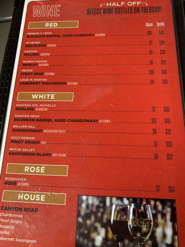 Menu at Big Whiskey's American Restaurant & Bar, Hoover