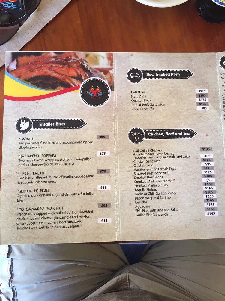 Menu at El Rio BBQ, Puerto Vallarta