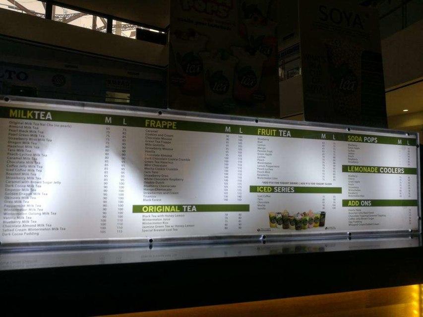 Menu at Infinitea, Lapu-Lapu City, Island Central Mall