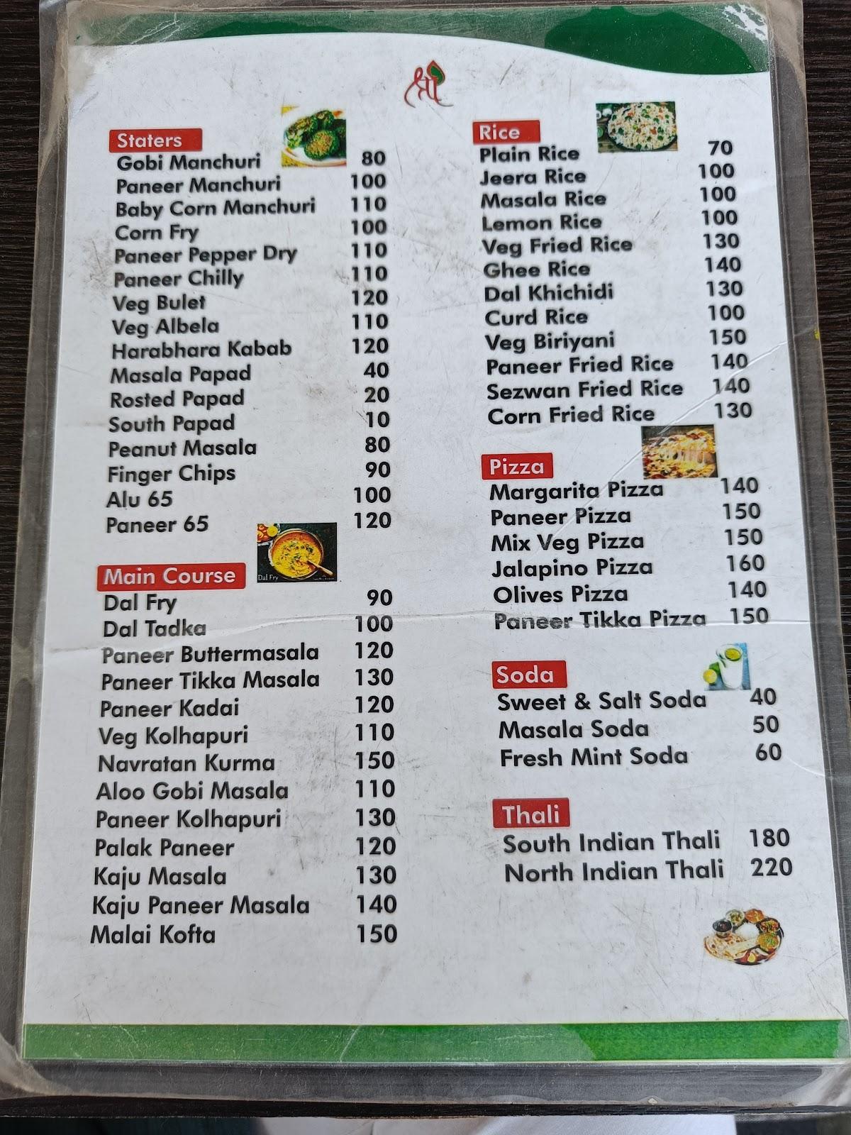 Menu at Panchamukhi Restaurant Hampi, Hampi