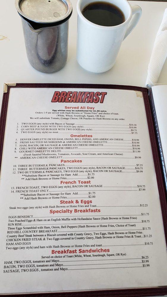 Menu at Red Hill Cafe, Santa Ana