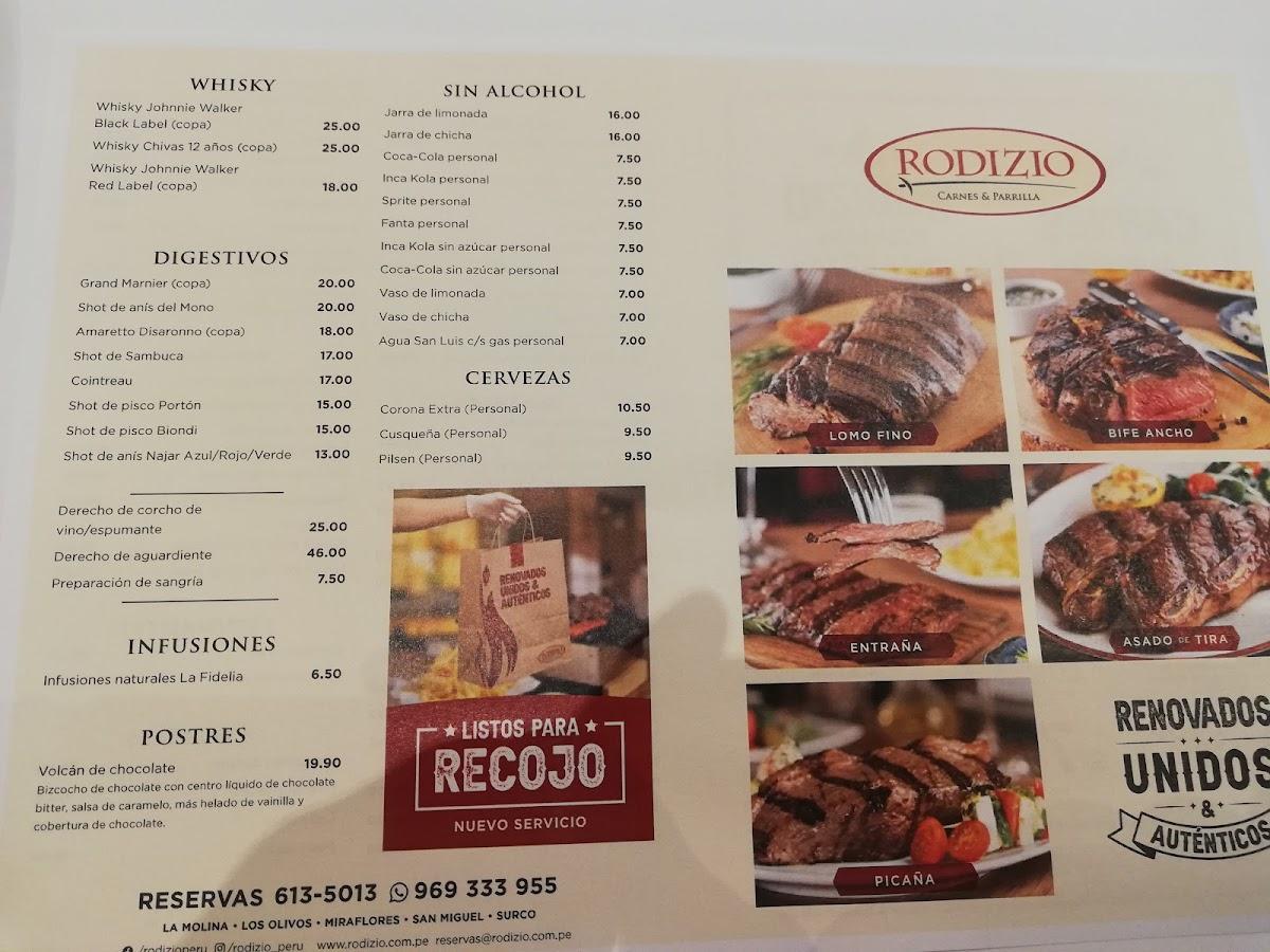 Carta del restaurante Rodizio - Miraflores, Miraflores, Av. Angamos ...
