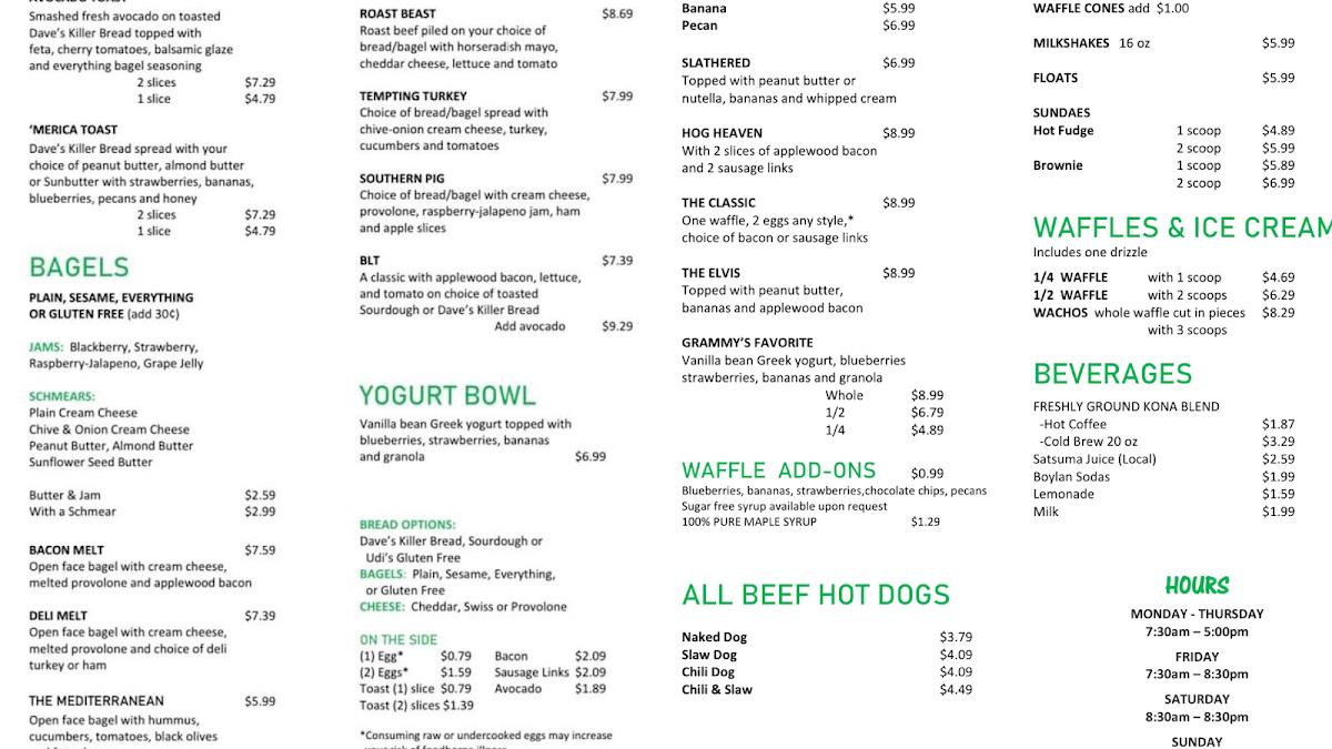 Menu at Scoops & Waffles, Monticello