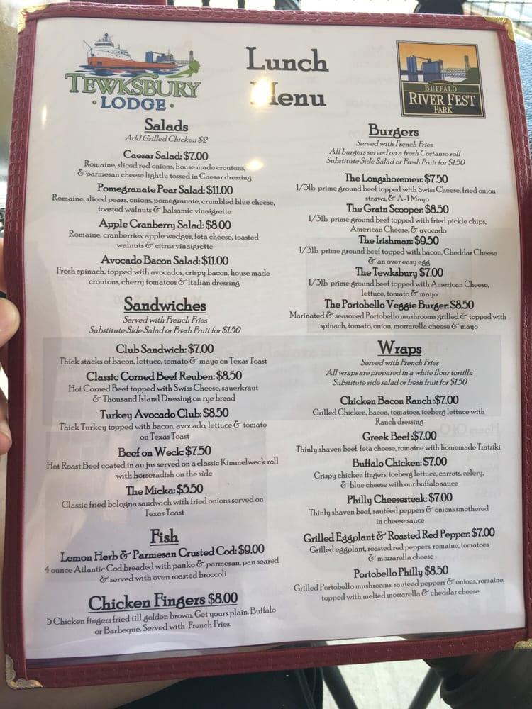 Menu at Tewksbury Lodge restaurant, Buffalo