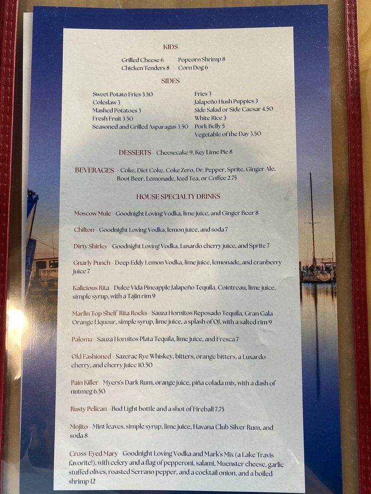 Menu at The Gnarly Marlin pub & bar, Rockport