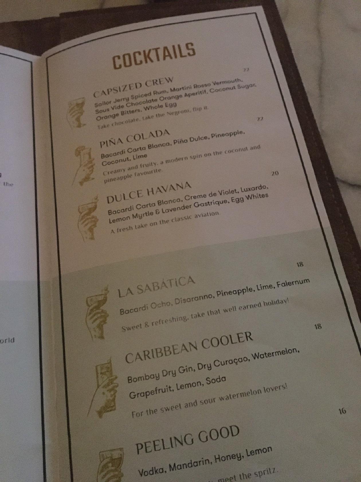 Menu at Highball pub & bar, Canberra