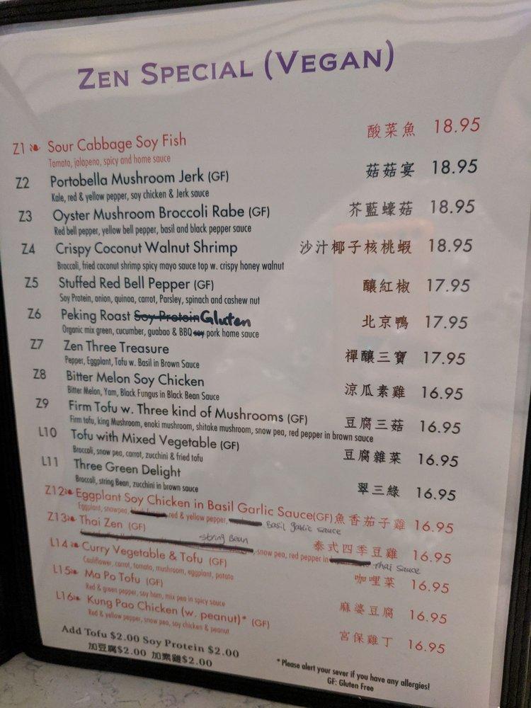 Menu at Zen Garden restaurant, Great Neck