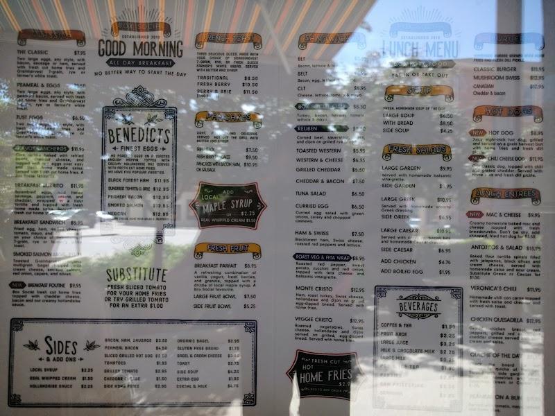 Menu at Box Social restaurant, Elora
