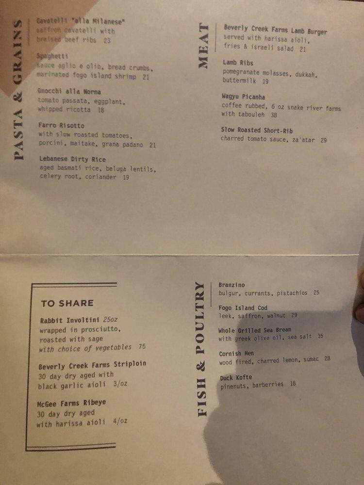 Menu at Constantine Toronto restaurant, Toronto