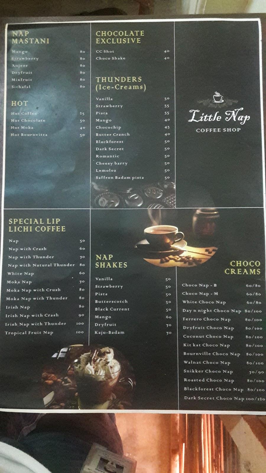 Menu at Little Nap, Latur