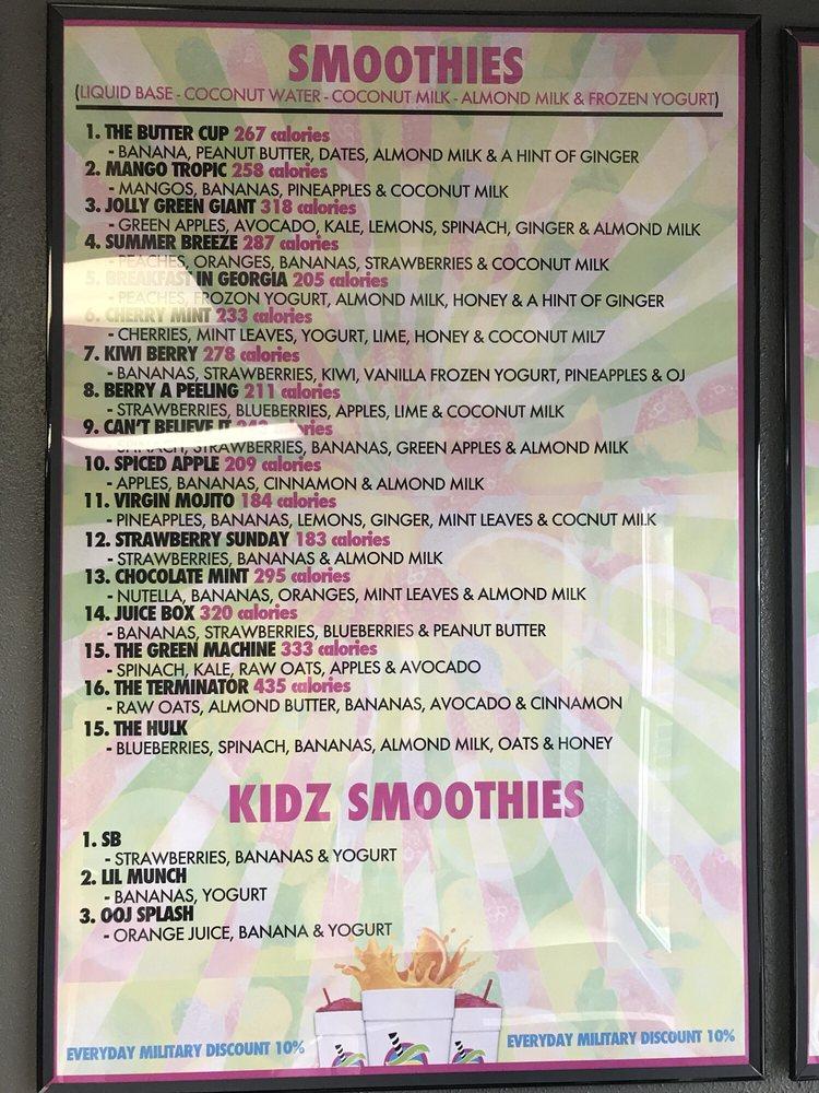 Menu at Mr. Smoothie Juice Bar, Warner Robins