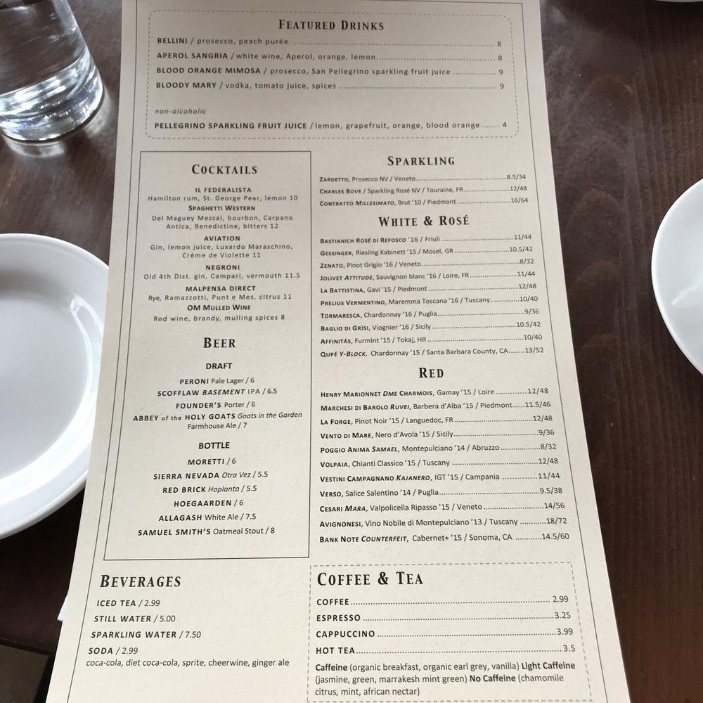 Menu at Osteria Mattone pub & bar, Roswell