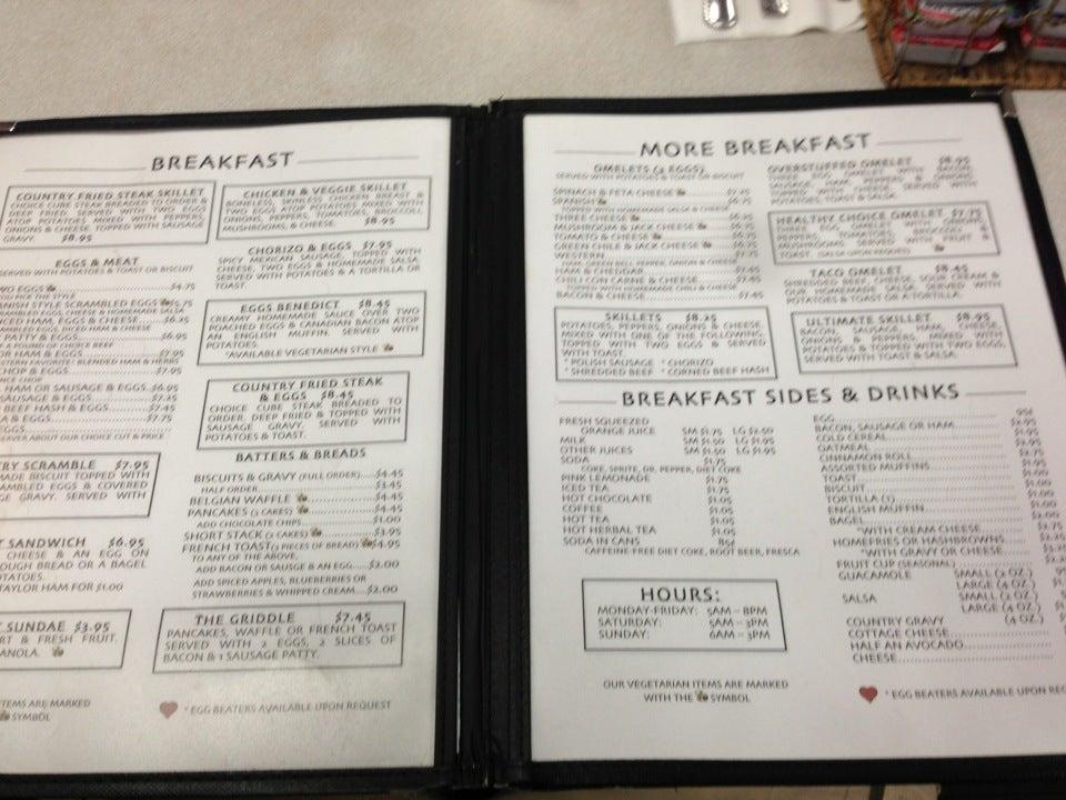 Carta de 40th Street Cafe, Phoenix