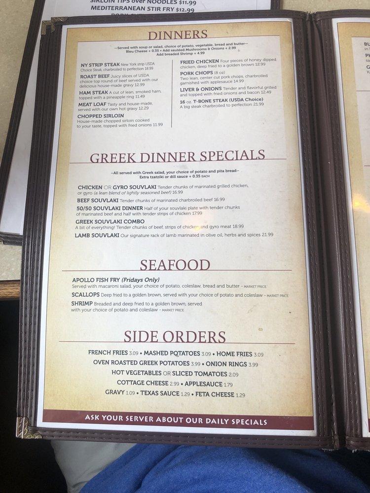 Menu at Apollo Family Restaurant, Buffalo, South Park Ave