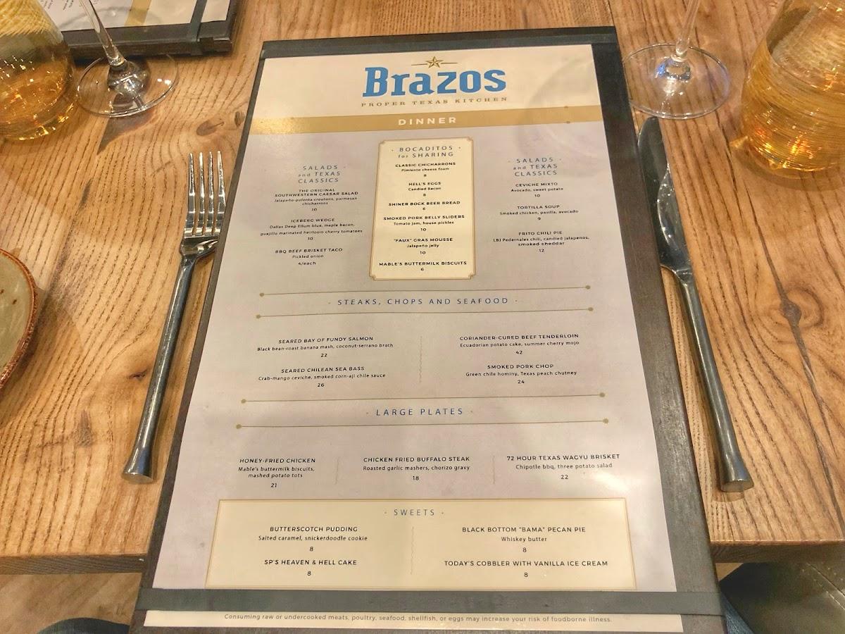 Menu at Brazos - Proper Texas Kitchen restaurant, College Station