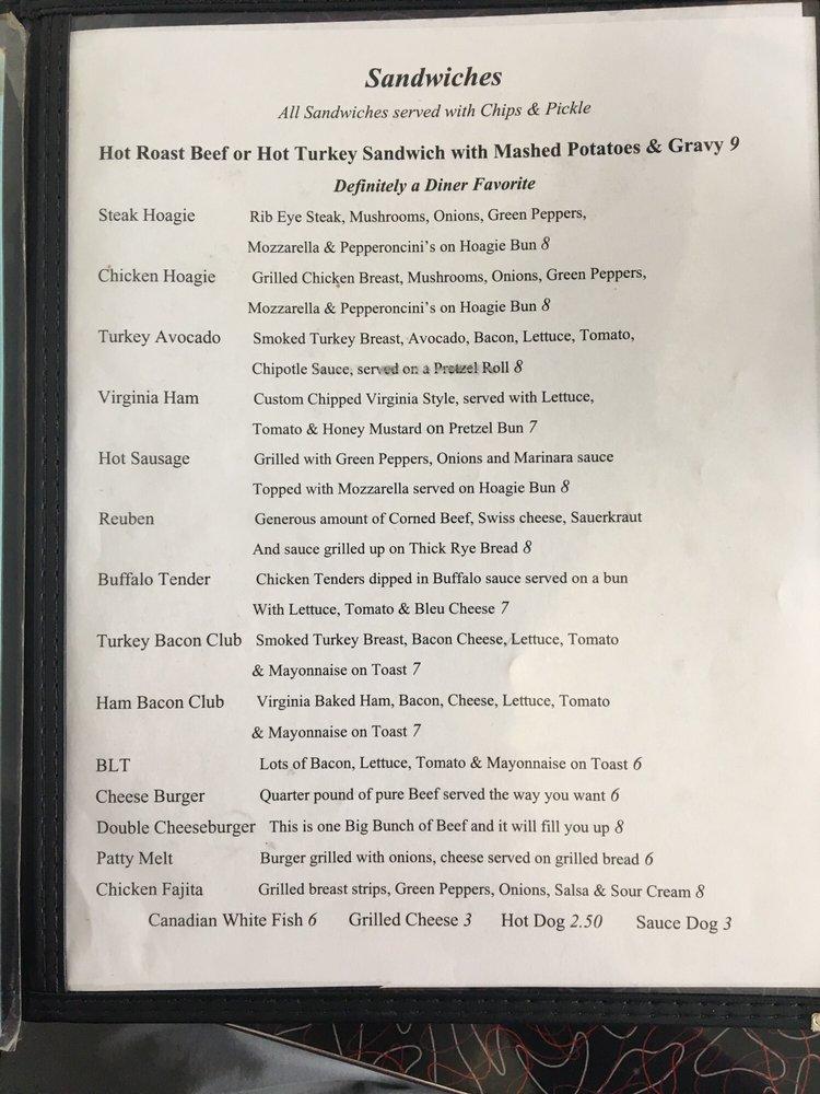 Menu at Tyler Speedway Diner restaurant, Middlebourne