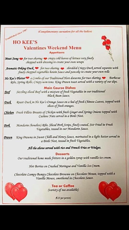 Menu at Ho Kee Chinese Restaurant, Bandon