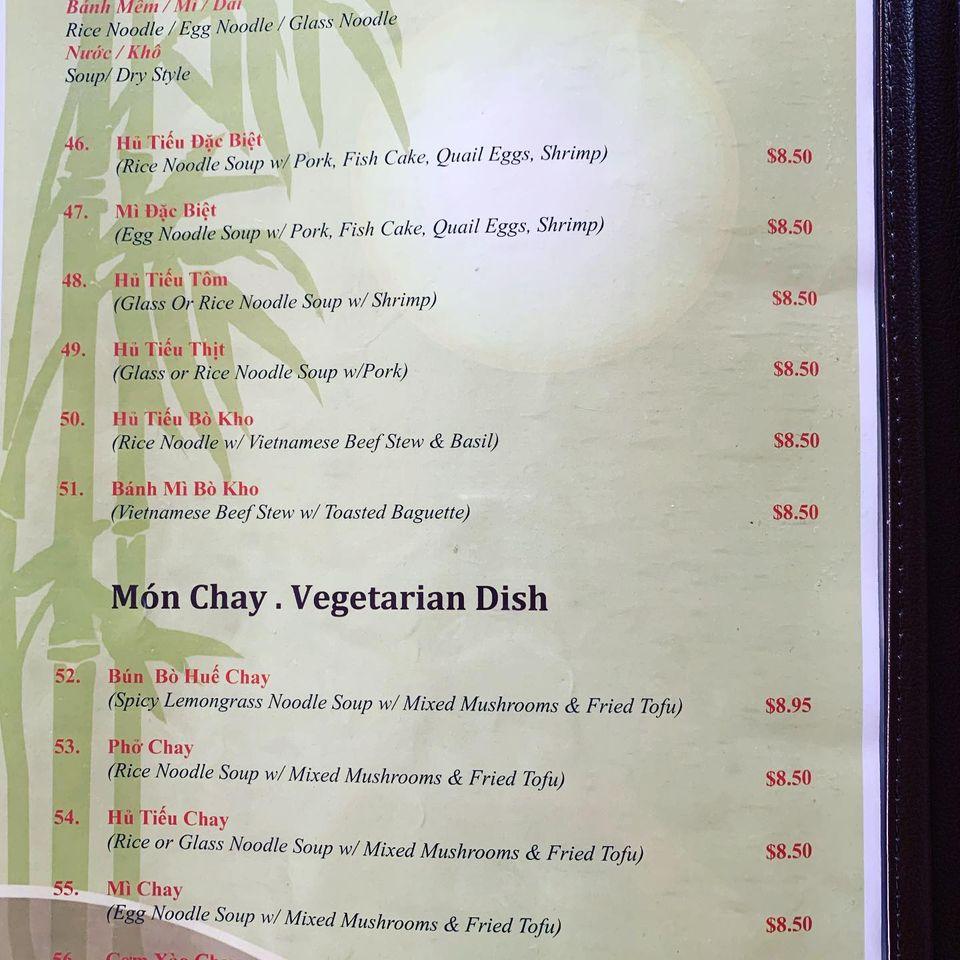 Menu at Mai's Kitchen restaurant, Westminster
