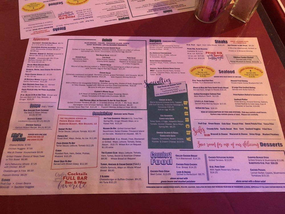 Menu at Seabrook Classic Cafe, Seabrook, E NASA Pkwy