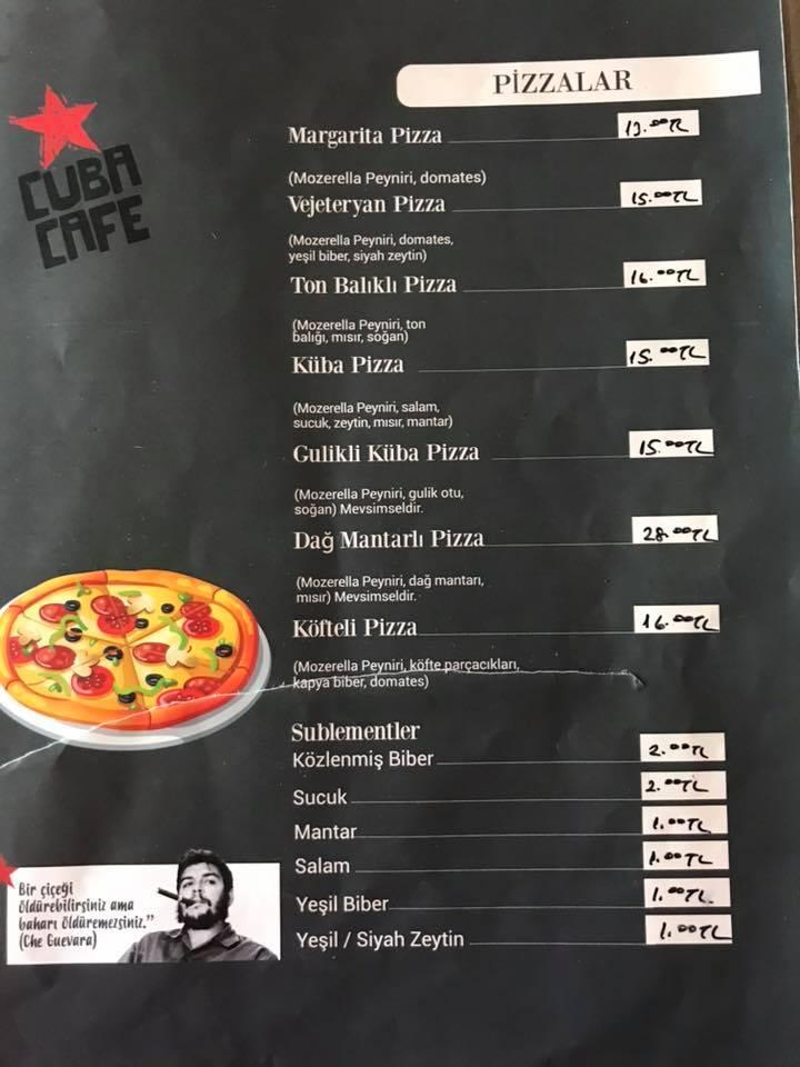 Menu at Cuba Bistro Cafe, Ovacık
