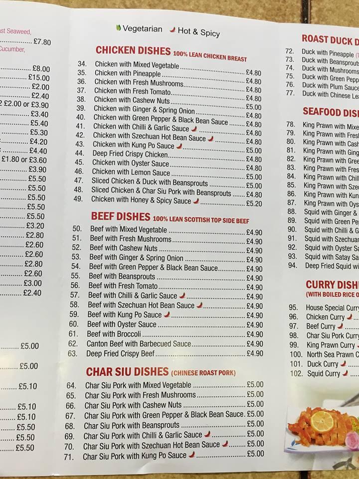 Menu at Fu Lin fast food, Buckfastleigh