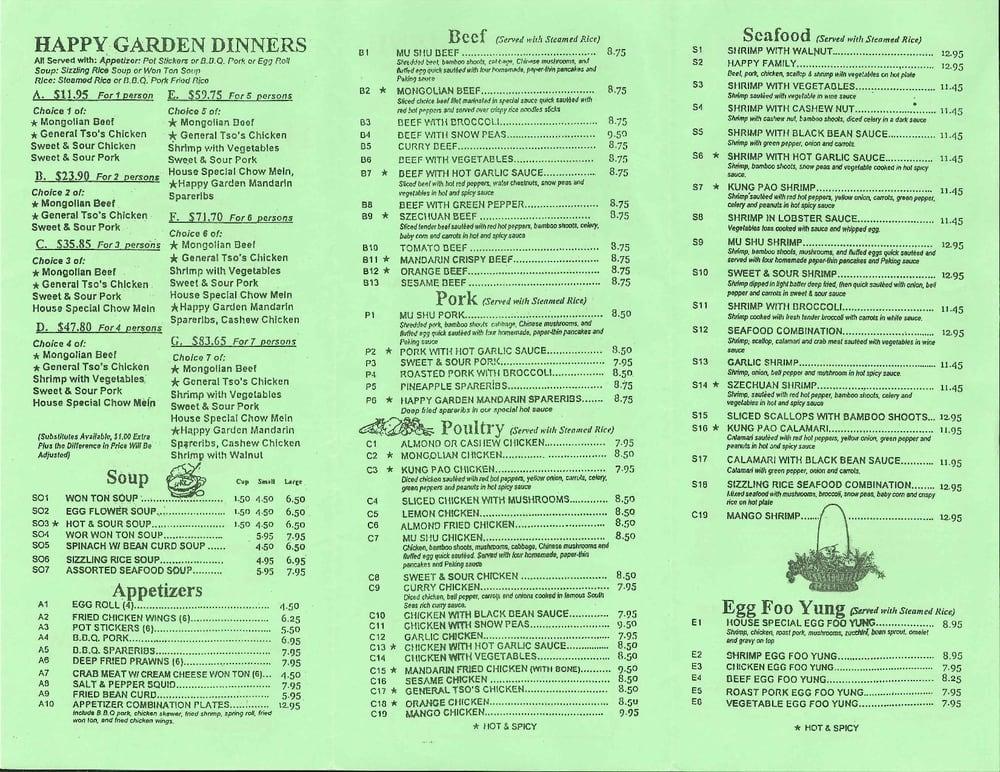 Menu at Happy Garden Chinese Restaurant, Burien