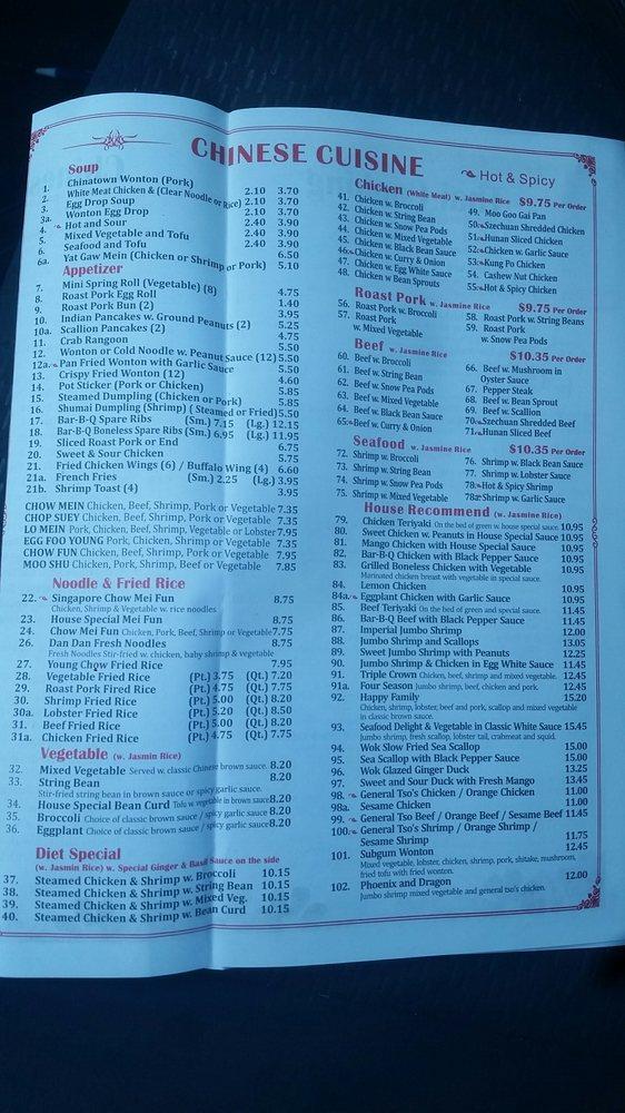 Menu at Jasmine House Restaurant, Franklin Square