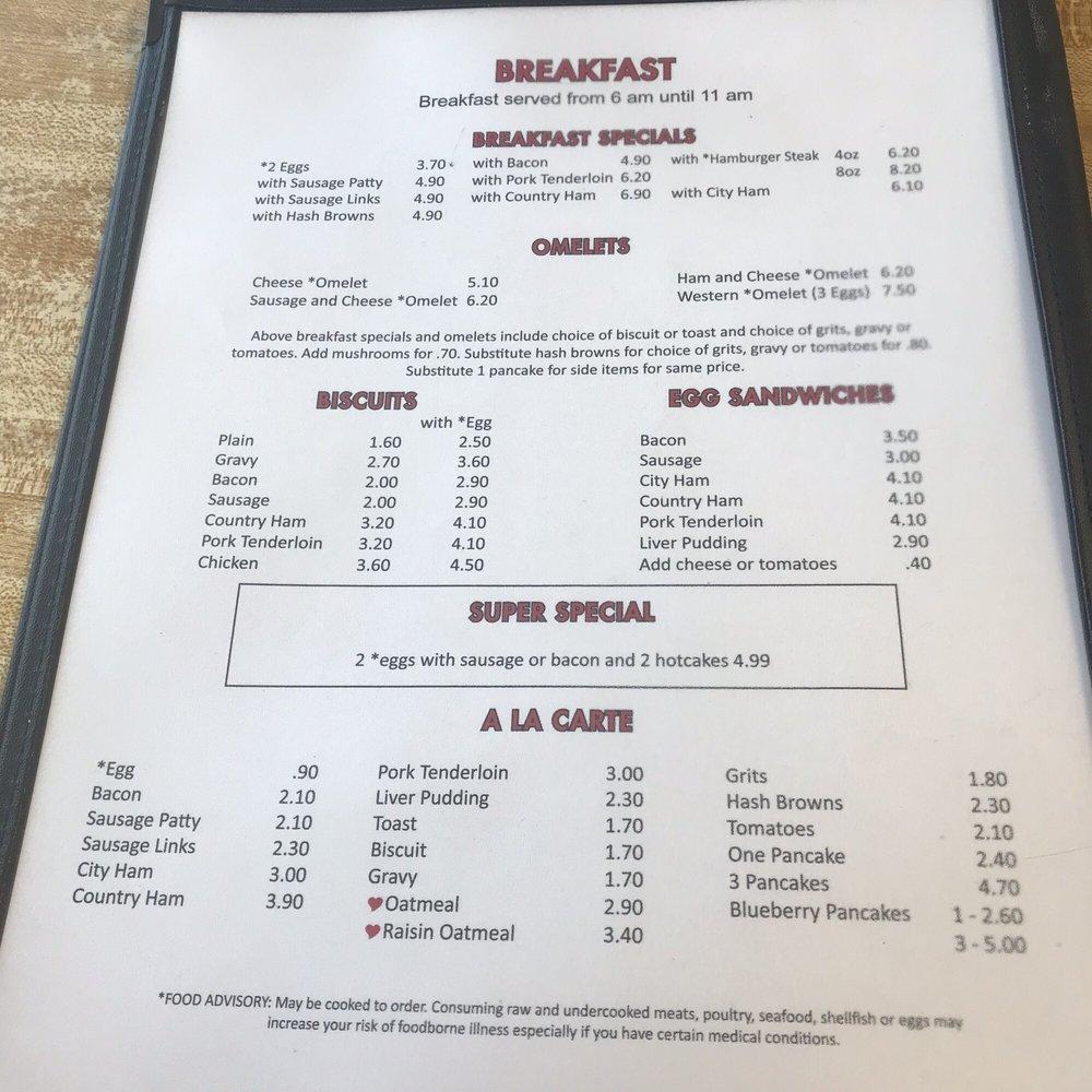 Menu at Parker's Home Cookin' Restaurant, Stokesdale