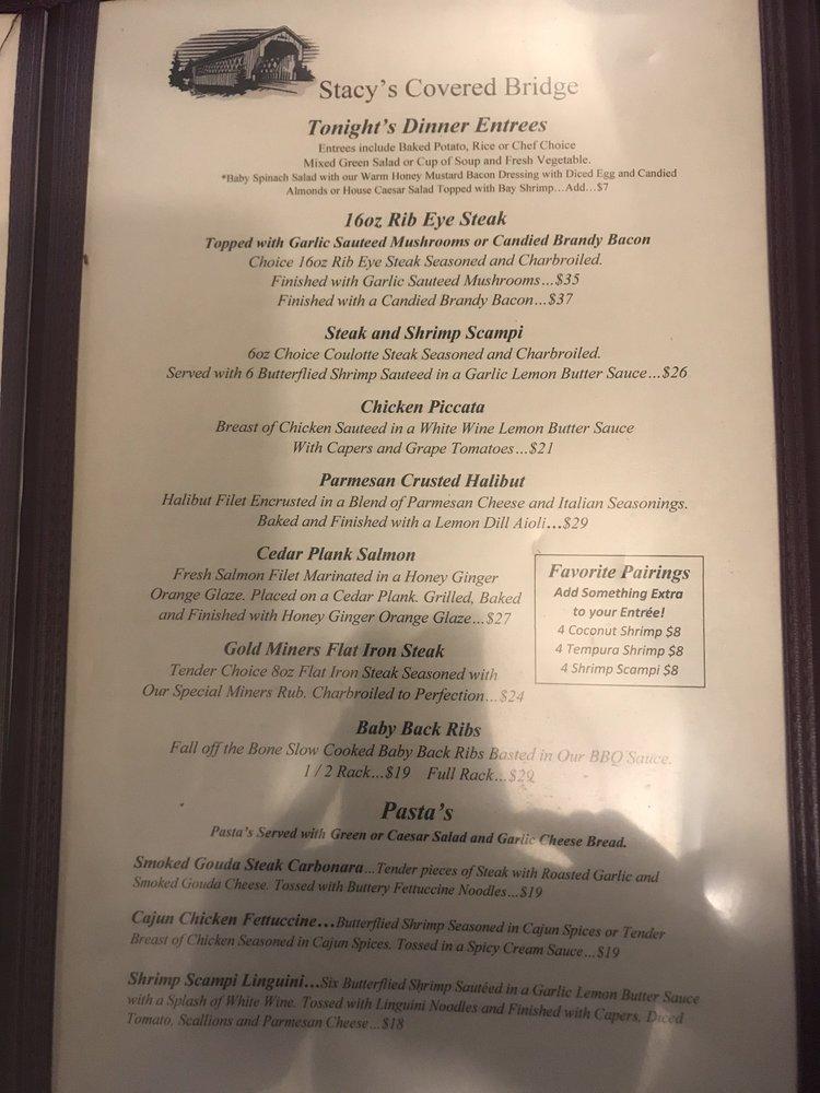 Menu at Stacy's Covered Bridge Restaurant, Cottage Grove