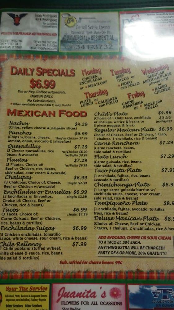 Menu at Taco Fiesta Restaurant, McAllen, N McColl Rd