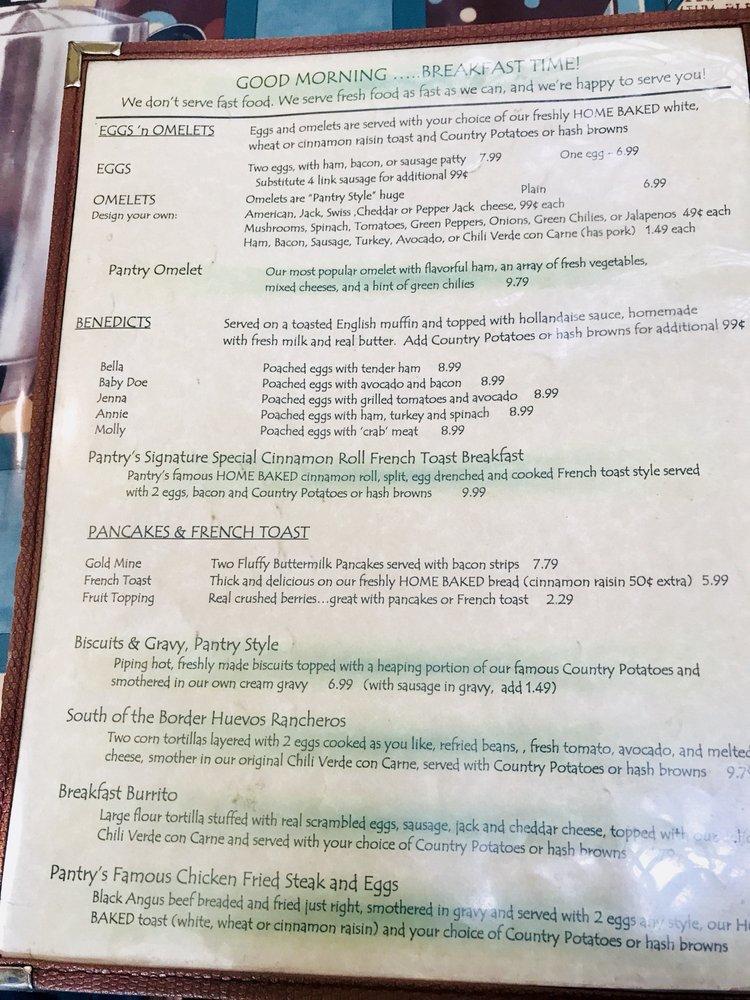Menu at The Pantry restaurant, Green Mountain Falls, Lake St