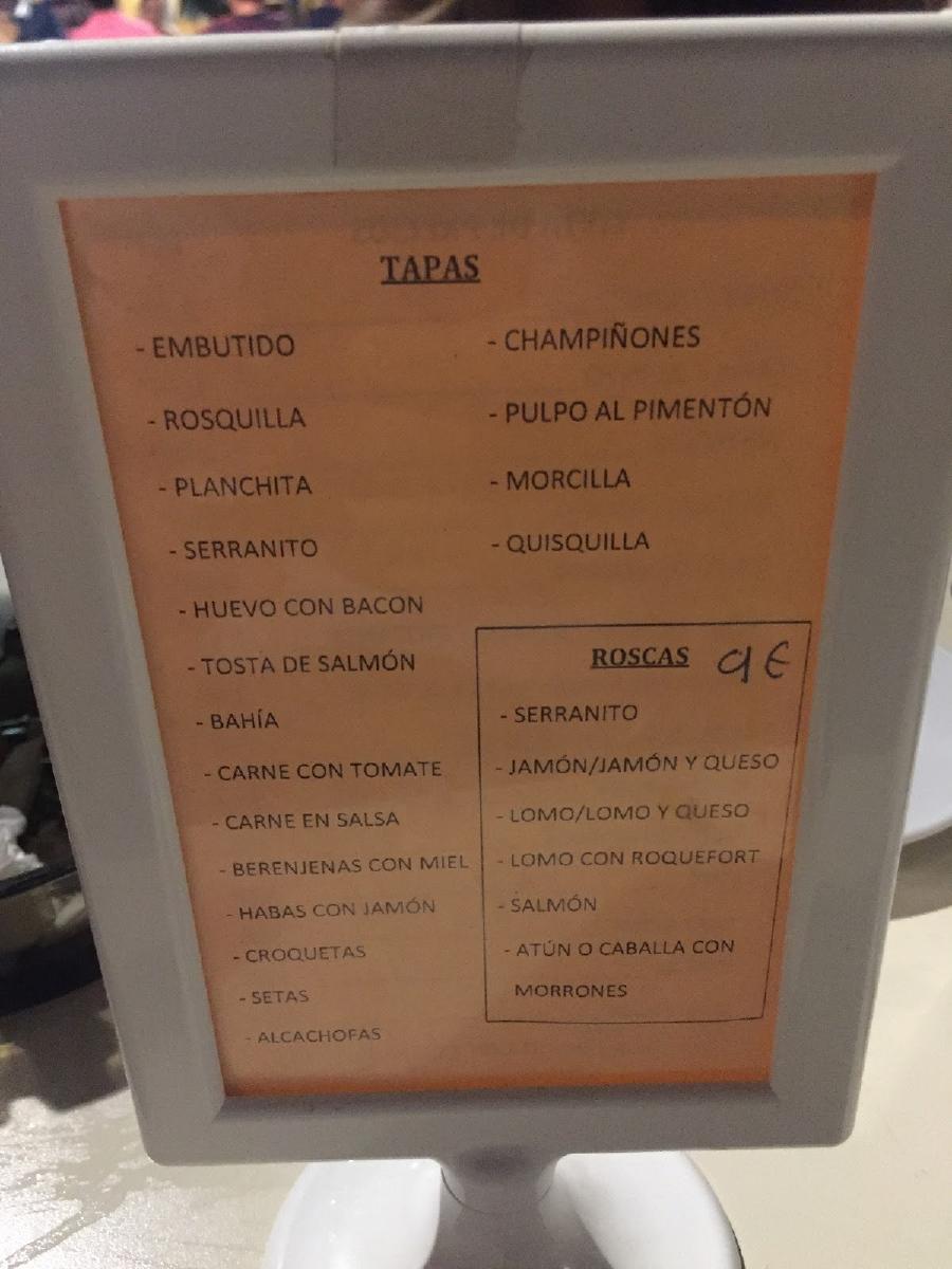 Menu at Bar Trevélez, Motril, Pl. Mayoral