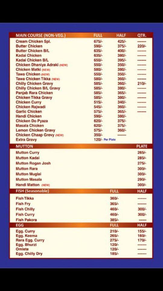 Menu at K.C. Food Point, Bhilwara