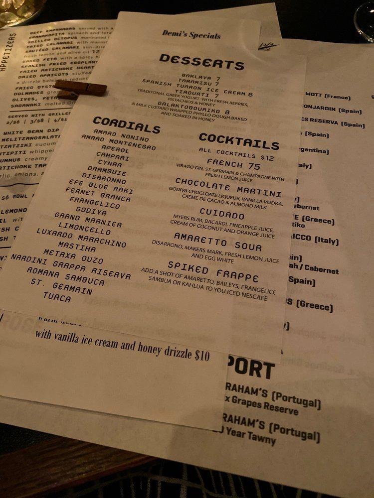 Menu at Demi's Mediterranean Kitchen restaurant, Richmond