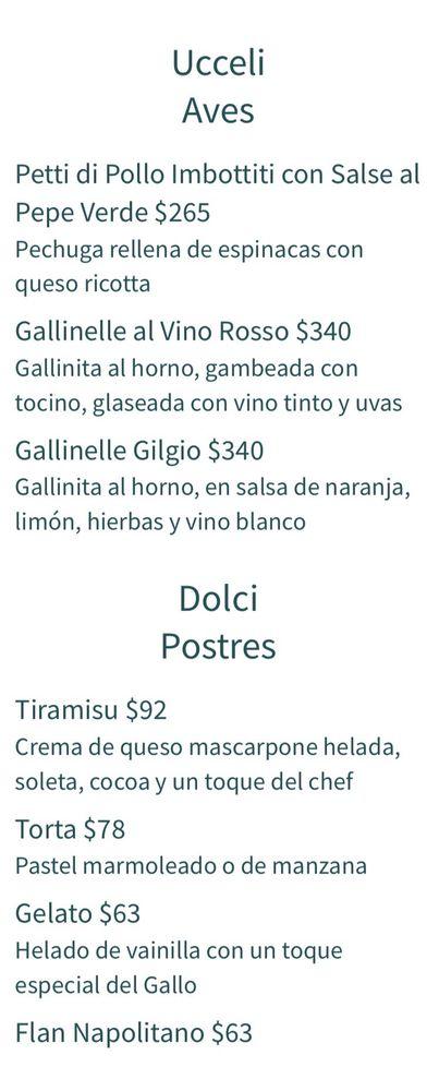 Menu at El Gallo Pitagorico restaurant, Guanajuato, Av Sta Fe 113