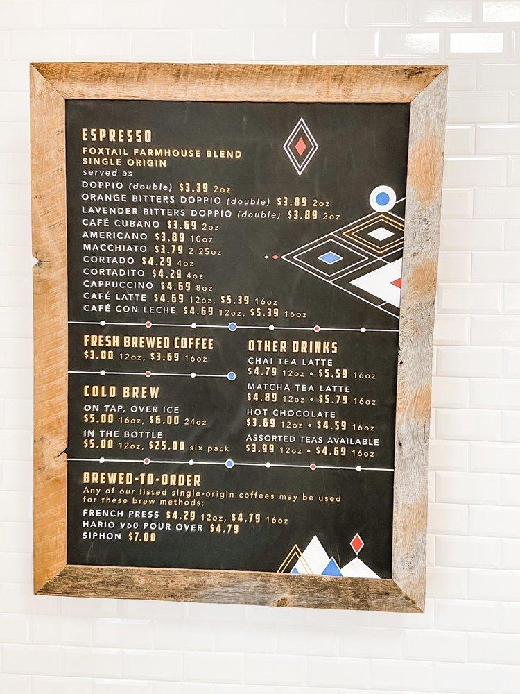 Menu at Foxtail Coffee Co. restaurant, Orlando, Vineland Ave #200