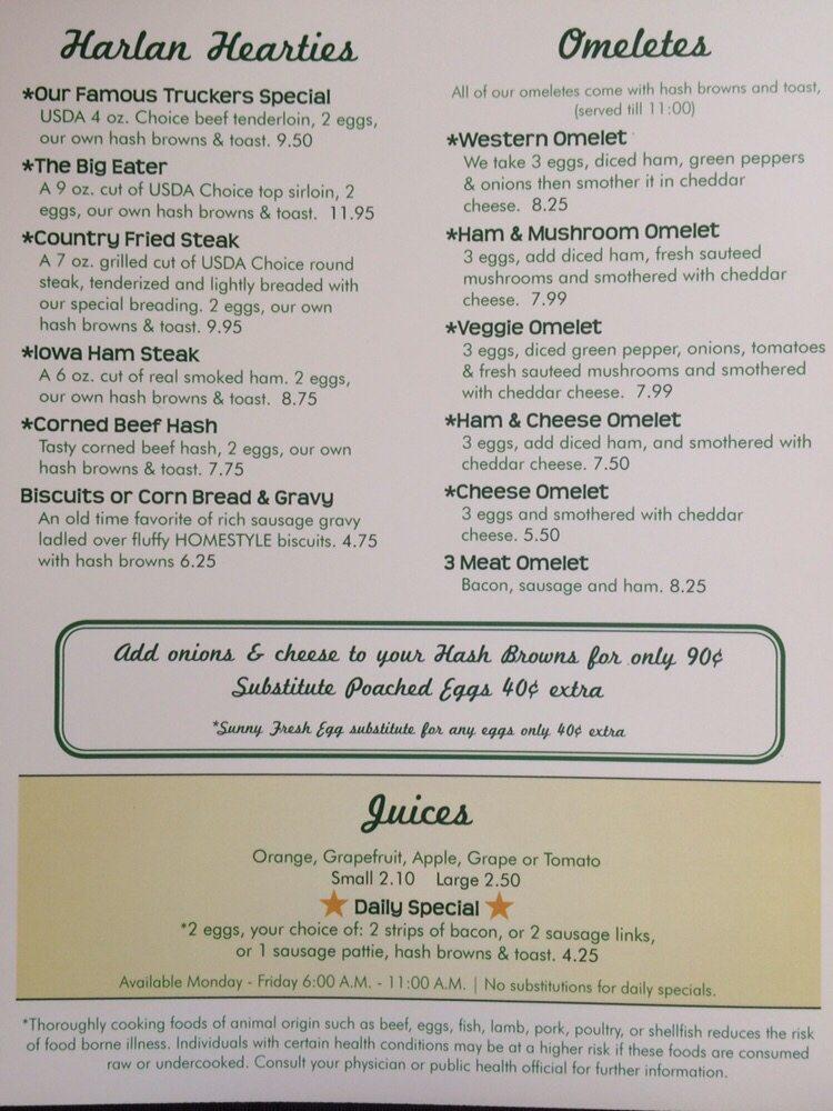 Menu at Harlan's Fine Foods restaurant, Davenport