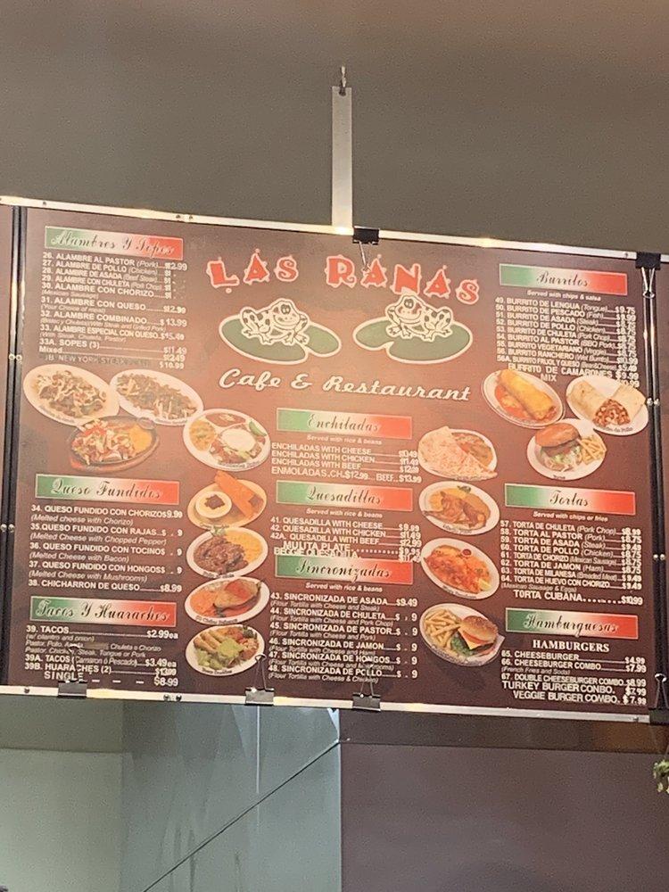 Menu at Las Ranas Cafe, Los Angeles, W Adams Blvd