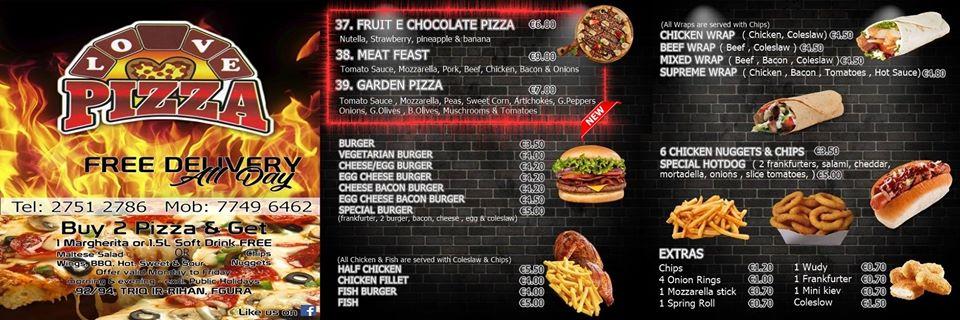 Carta del restaurante Love Pizza, Fgura