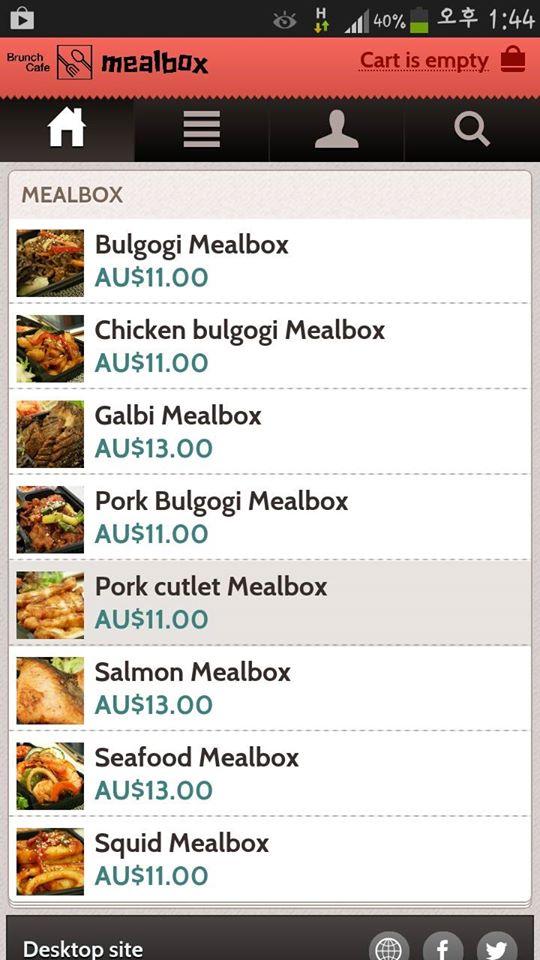 Menu at MEALBOX restaurant, Haymarket