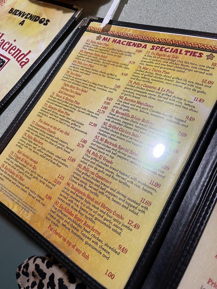Menu at Mi Hacienda Mexican Restaurant, Decatur