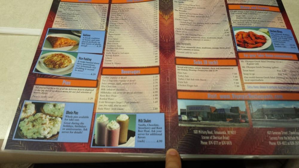 Menu at Olympic Restaurant, Cheektowaga