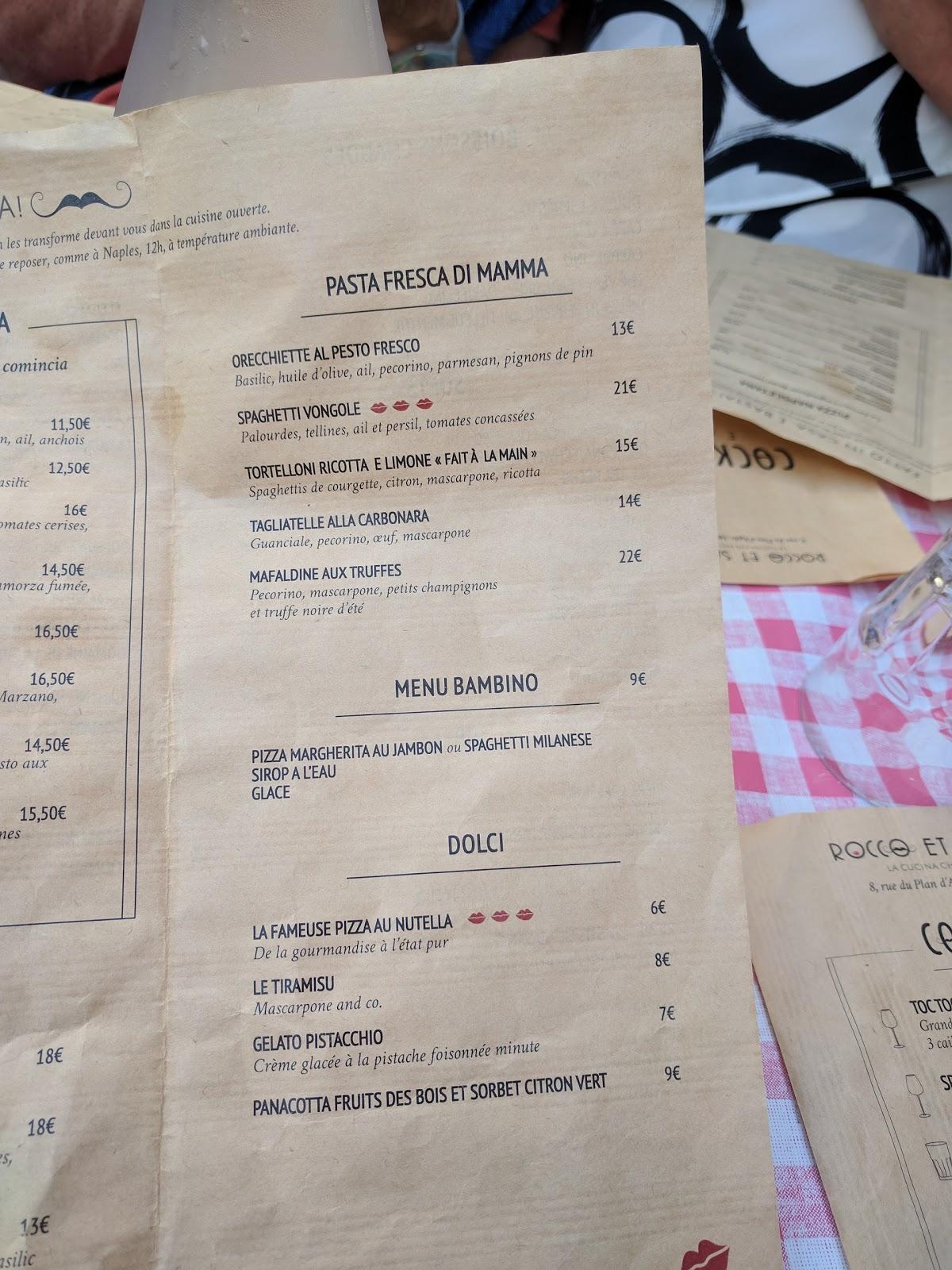 Menu au Rocco Et Sa Mère restaurant, Montpellier