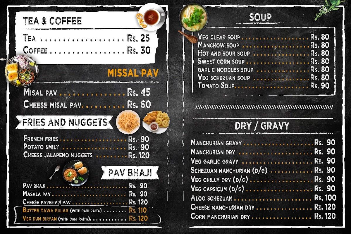 Menu at Shiv Panipuri, Bordi, At Bordi