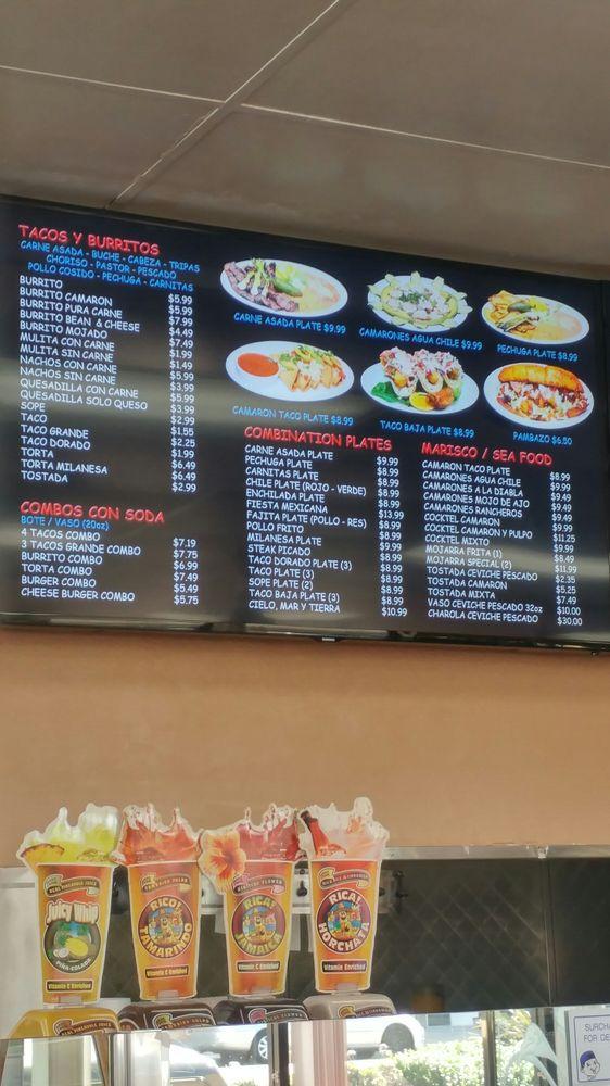 Carta del restaurante Taco boy, Maywood
