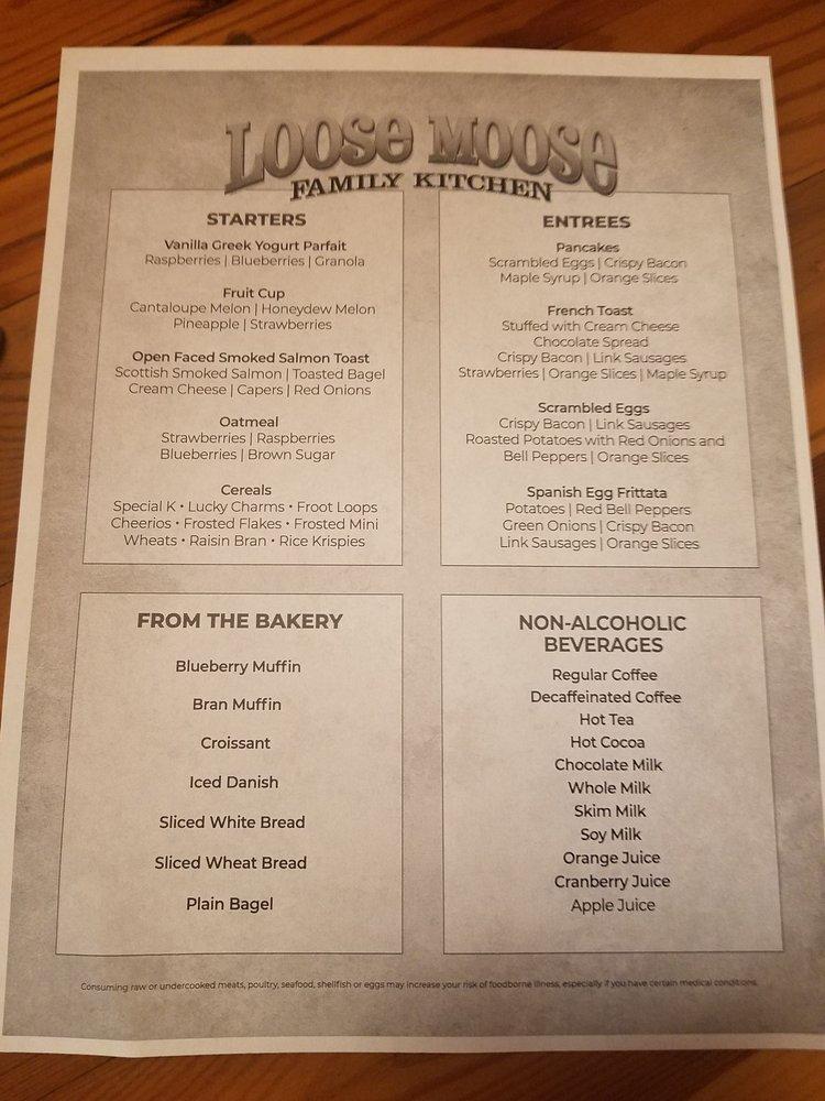 Menu at The Loose Moose Cottage restaurant, Centralia